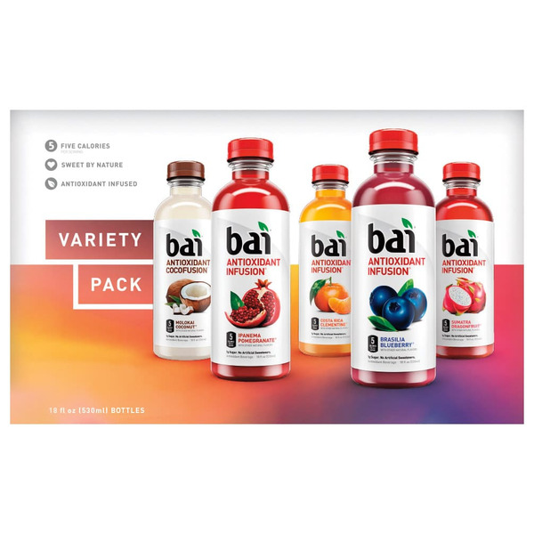 Bai Flavored Water, Rainforest Variety Pack, Antioxidant Infused Drinks ...