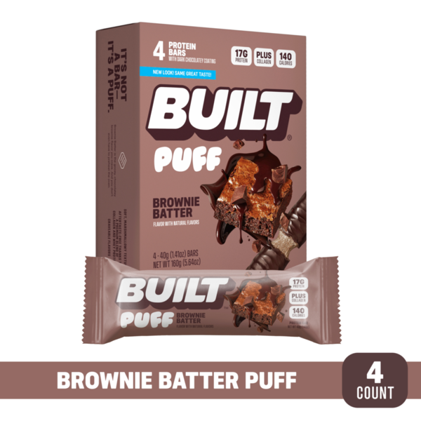 BUILT Puff Protein Bar, Brownie Batter, 4ct Box Same-Day Delivery or ...