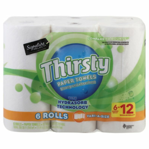 Safeway Signature SELECT Paper Towels, Vari-A-Size, Double Rolls, 2 Ply ...