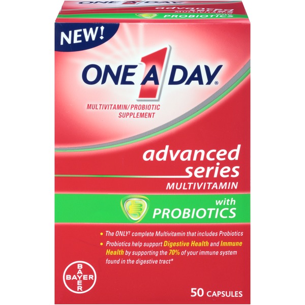 One A Day Advanced Series with Probiotics Capsules Multivitamin (50 ct ...