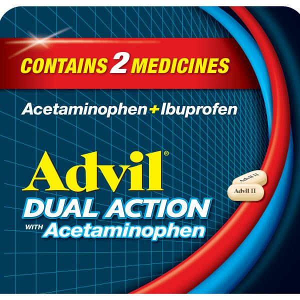 Advil Dual Action With Acetaminophen 250 Mg And Ibuprofen 125 Mg (nsaid ...
