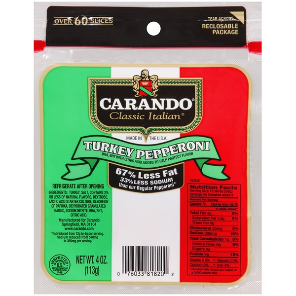 Carando Turkey Pepperoni (4 oz) - Instacart