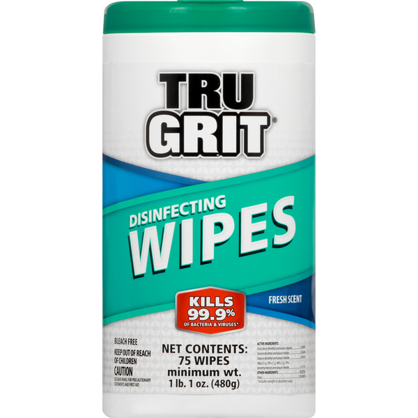 Tru Grit Wipes, Disinfecting, Fresh Scent (75 each) - Instacart