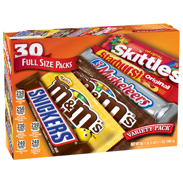 Mars Wrigley Variety Pack Full Size Candy Assortment, 30 Bars Same-Day ...