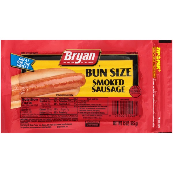 Bryan Bun Size Smoked Sausage (15 oz) - Instacart