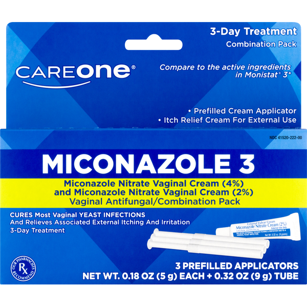 CareOne Miconazole 3, Vaginal Antifungal, 3-Day Treatment, Combination ...