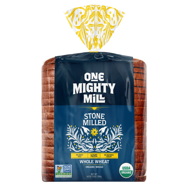 One Mighty Mill Organic Whole Wheat Bread Loaves, 24 oz, 2-count Same ...