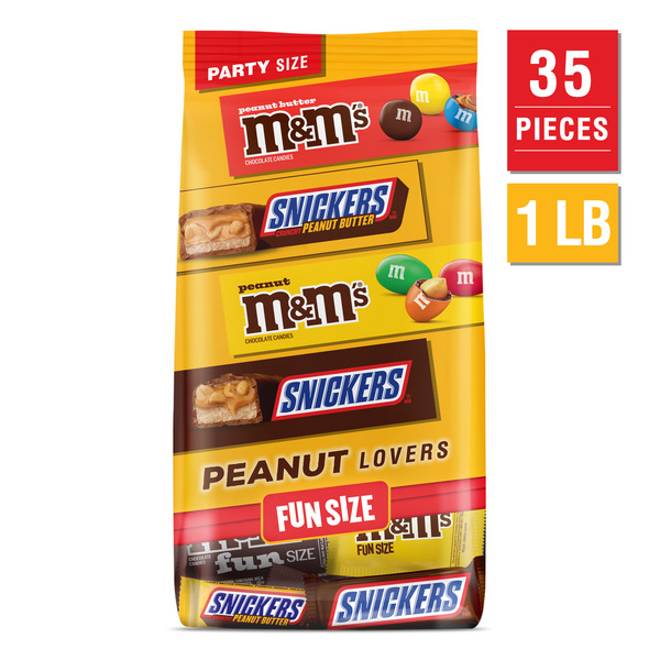 Snickers & M&m's Fun Size Peanut and Peanut Butter Chocolate Candy ...