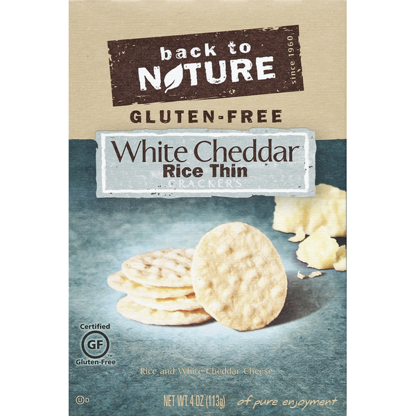 Back to Nature Rice Thin Crackers, Gluten Free, White Cheddar Flavored ...