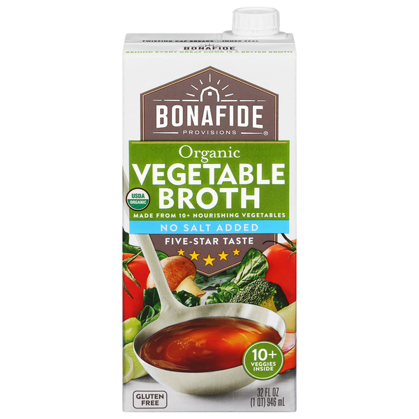 Publix Bonafide Provisions Vegetable Broth, No-Salt Added, Organic Same ...