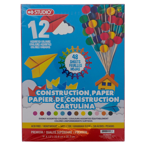 STUDIO Assorted Colors Construction Paper Same-Day Delivery | Dollarama
