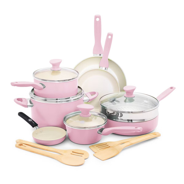 Target GreenPan Rio 16 Piece Ceramic Nonstick Cookware Set - Blush Same ...