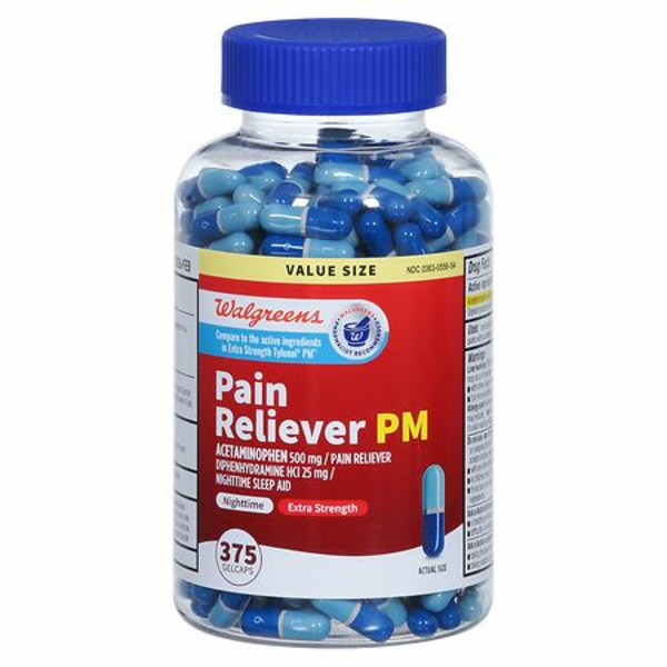 Walgreens Walgreens 500mg Extra Strength Pain Reliever PM Gelcaps Same ...
