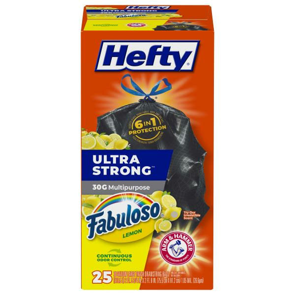 Hefty 30 Gallon Multipurpose Fabuloso Lemon Large Drawstring Bags Same ...