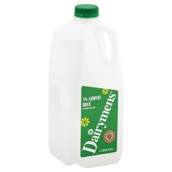 Dairymens Milk, Lowfat, 1% Milkfat (0.5 gal) - Instacart