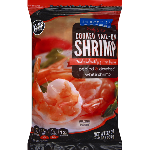 Sea Mazz Prime Shrimp, Cooked Tail-On (32 oz) - Instacart
