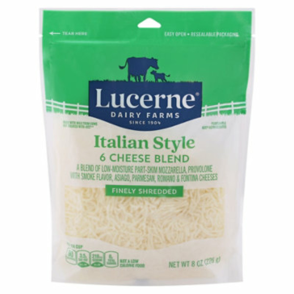 Safeway Lucerne Shredded Cheese, 6 Cheese Blend, Finely, Italian Style ...