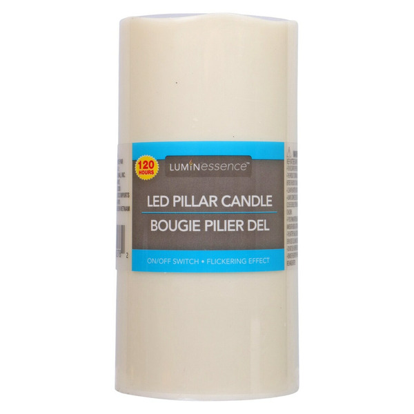 Luminessence Battery Operated Ivory Wax LED Pillar Candles - 5" Same ...