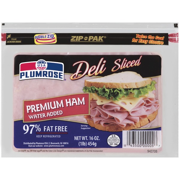 Plumrose Premium Sliced Ham 97% Fat Free Sliced Ham (16 oz) - Instacart