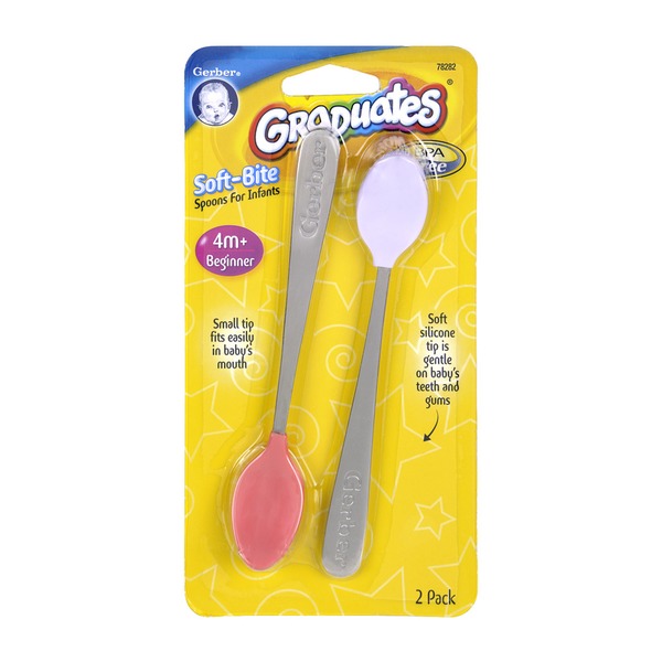 Gerber Graduates 4 Months+ Soft-Bite Silicone Tip Spoons (2 ct) - Instacart