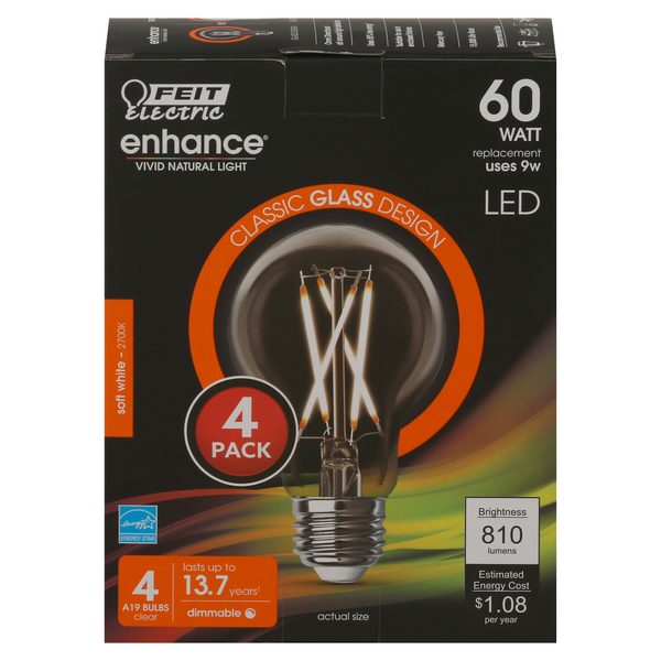 Publix ENHANCE Light Bulbs, LED, Soft White, 9 Watts, 4 Pack Same-Day ...