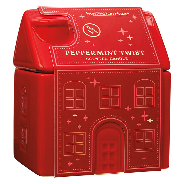 ALDI Huntington Home Peppermint & Candy Cane Village House Candle Same ...