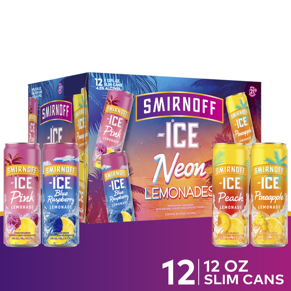 Smirnoff Ice Neon Lemonade Variety Pack, 12 fl oz, 12 Pack Cans, 4.5% ...