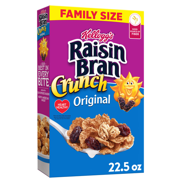 Raisin Bran Breakfast Cereal, Family Breakfast, Fiber Cereal, Original ...