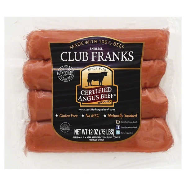 Certified Angus Beef Franks, Club, Skinless (12 oz) - Instacart