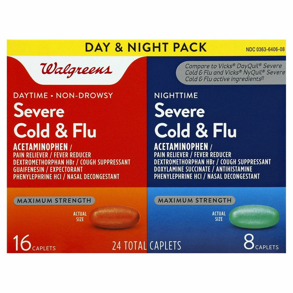 Walgreens Walgreens Severe Cold & Flu Day & Night Combo Caplets Same ...