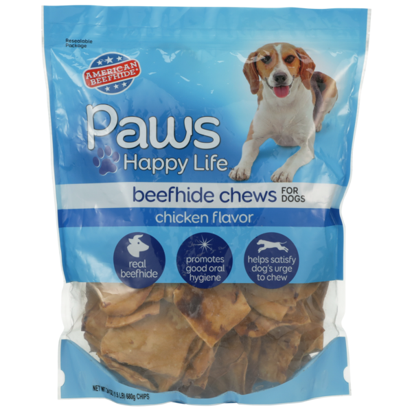 Paws Happy Life Chicken Flavor Beefhide Chews For Dogs (24 oz) - Instacart