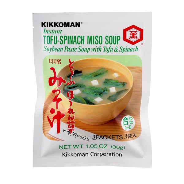 Kikkoman Instant Tofu Spinach Miso Soup Soybean Paste Soup With Tofu And Spinach 3 Ct 105 Oz