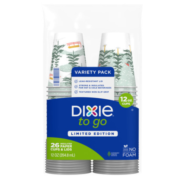 Dixie Paper Coffee Cups & Lids, 12oz Disposable Hot Cups (Variety Pack ...