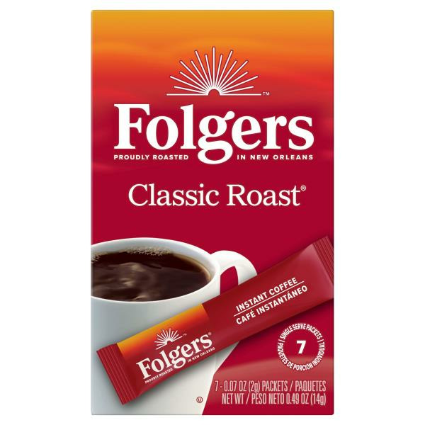Folgers Instant Coffee Crystals Classic Roast Single Serve Packets Same ...