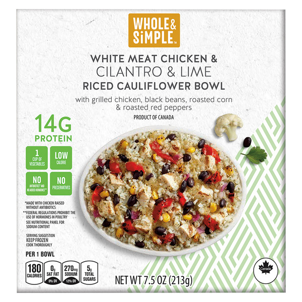 Whole & Simple Chicken Cilantro & Lime Riced Cauliflower Bowl Same-Day ...