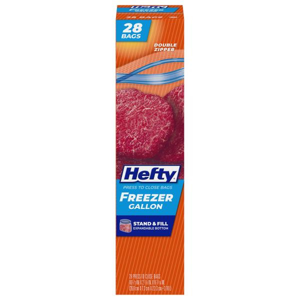 Hefty Double Zipper Freezer Gallon Press to Close Bags Same-Day ...