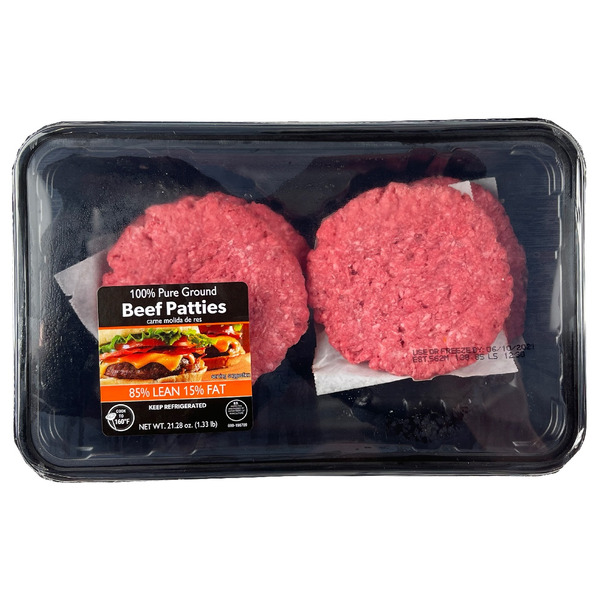 85% Lean/15% Fat 100% Pure Ground Beef Patties Same-Day Delivery or ...
