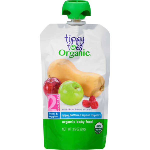 Tippy Toes Baby Food, Apple Butternut Squash Raspberry, 2 (6 Months ...