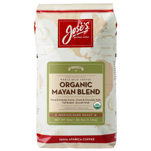 José's Coffee, Organic, Whole Bean, Medium Dark Roast, Mayan Blend Same ...