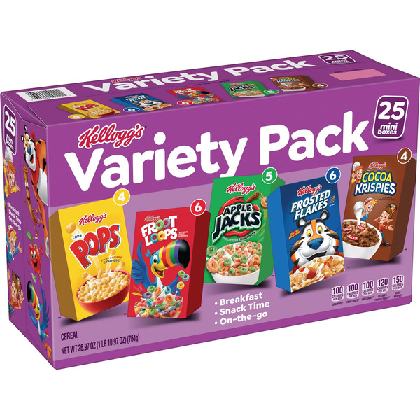 Kellogg's Cold Breakfast Cereal, Single Serve, Kids Snacks, Variety ...