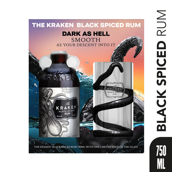 Kraken Rum Black Spiced Rum 94 Proof with Tiki Glass Same-Day Delivery ...