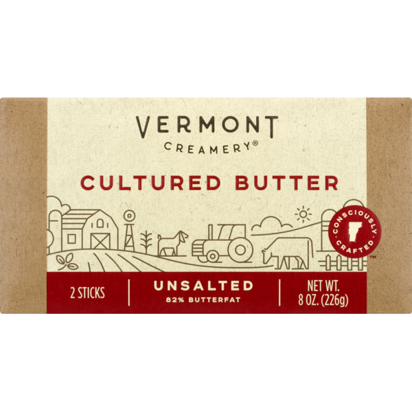 Vermont Creamery Unsalted Cultured Butter (4 oz) - Instacart