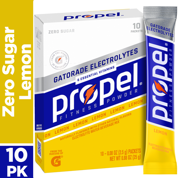 Propel Zero Sugar Electrolyte Water Beverage Mix Lemon 0.08 Oz, 10 ...