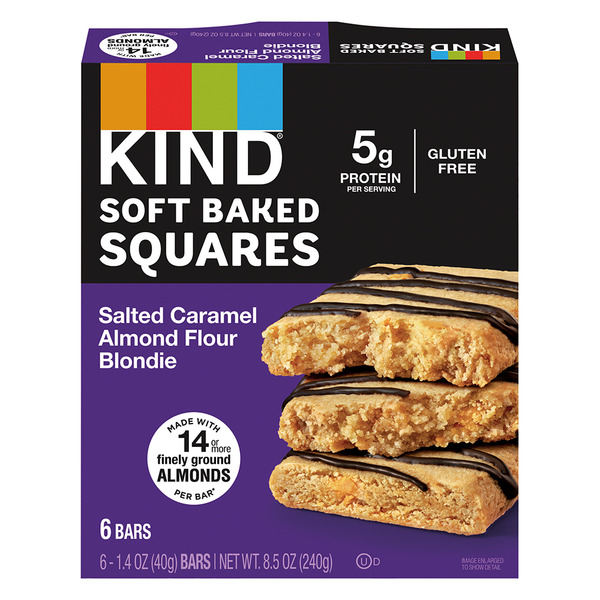 KIND Soft Baked Gluten Free Salted Caramel Almond Flour Blondie Squares ...