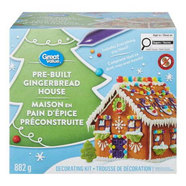 Walmart Great Value Pre-Built Gingerbread House Decorating Kit Same-Day ...