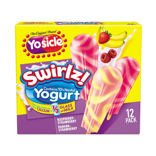Popsicle Yosicle Swirlz Raspberry/Strawberry/Banana Ice (12 ct) - Instacart