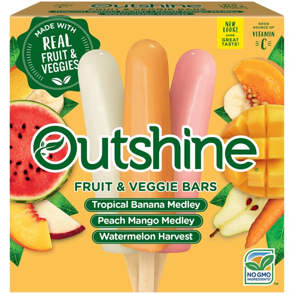 Outshine Tropical Banana, Peach Mango, Watermelon Fruit & Veggie Bars ...