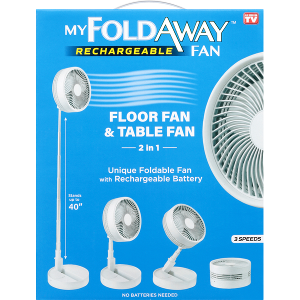 My Fold Away Rechargeable Fan, Floor Fan & Table Fan, 2 in 1 (1 each ...