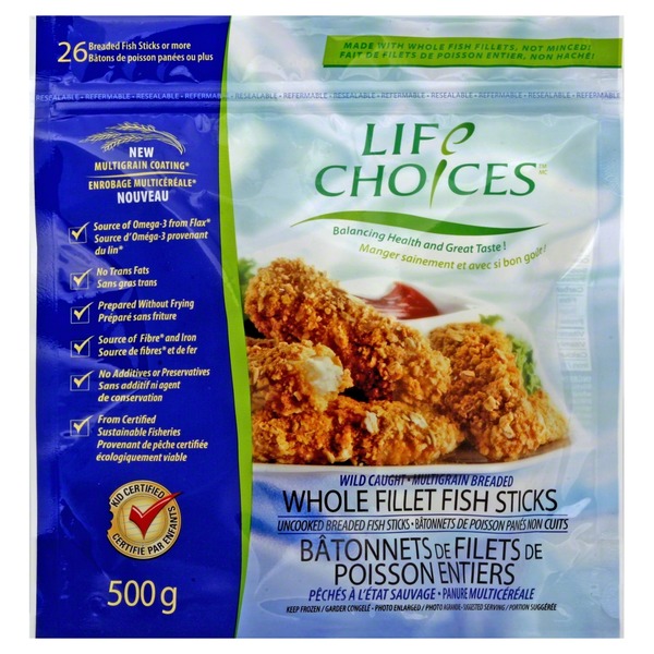 Life Choices Whole Fillet Fish Sticks, Wild Caught, Multigrain Breaded ...