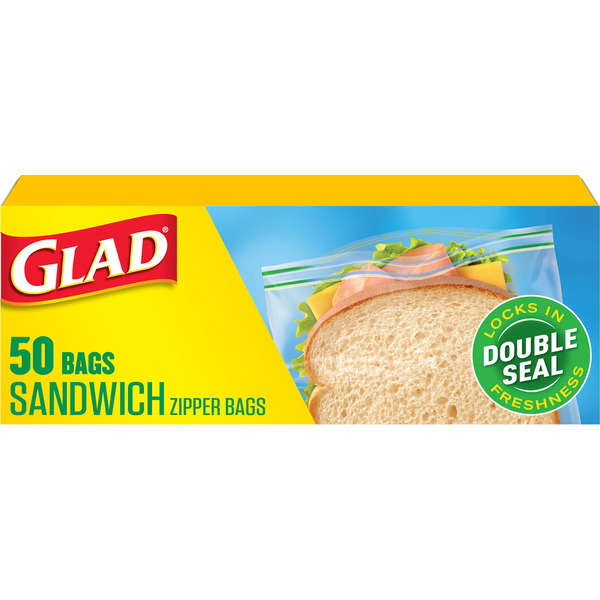 Glad Zipper Food Storage Plastic Bags, Sandwich Same-Day Delivery or ...